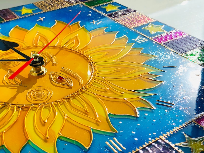 Stained Glass Wall Clock 12 X 12 Hand Painted Clock - Etsy