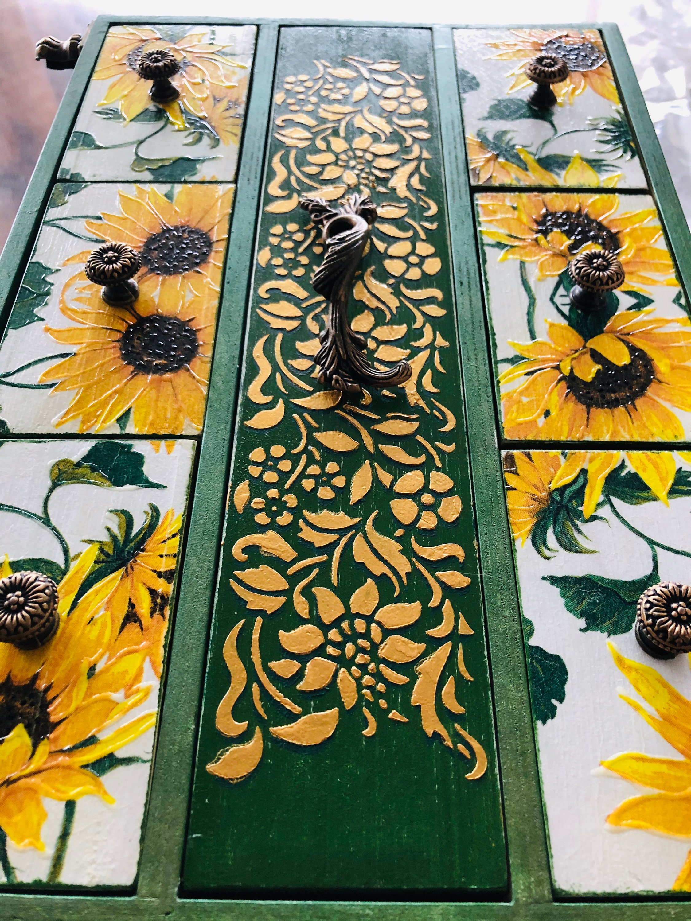 Large Wooden Jewelry Box Sunflowers Makeup Storage Chest - Etsy