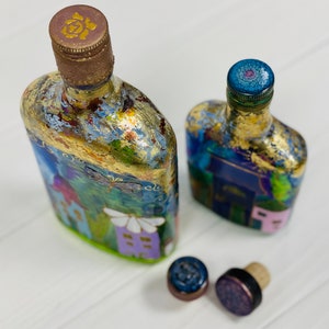 Stained Glass Bottle Decorative Bottle Hand Painted Wine - Etsy