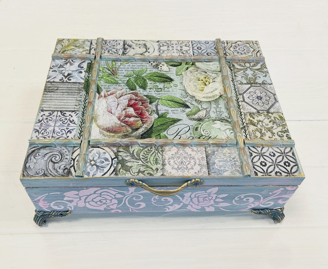 Tea Box Rose, Tea Storage Container, Tea Bags Holder, Ready to Ship ...