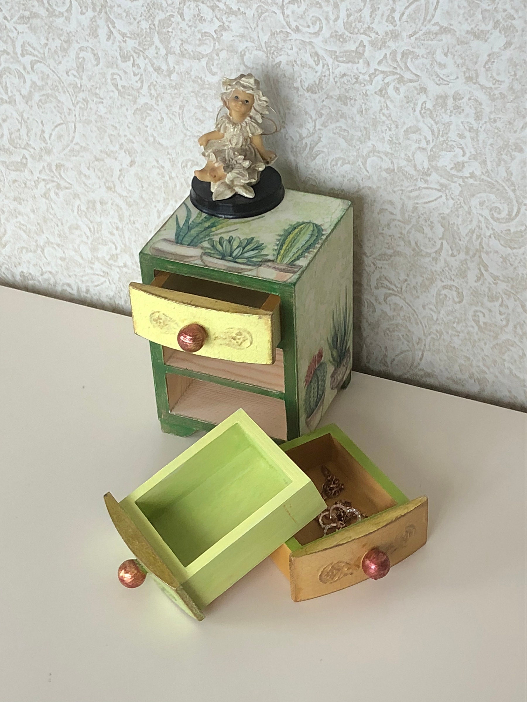 Trinket Box Сactus Mini Chest Drawers Small Jewelry Box - Etsy