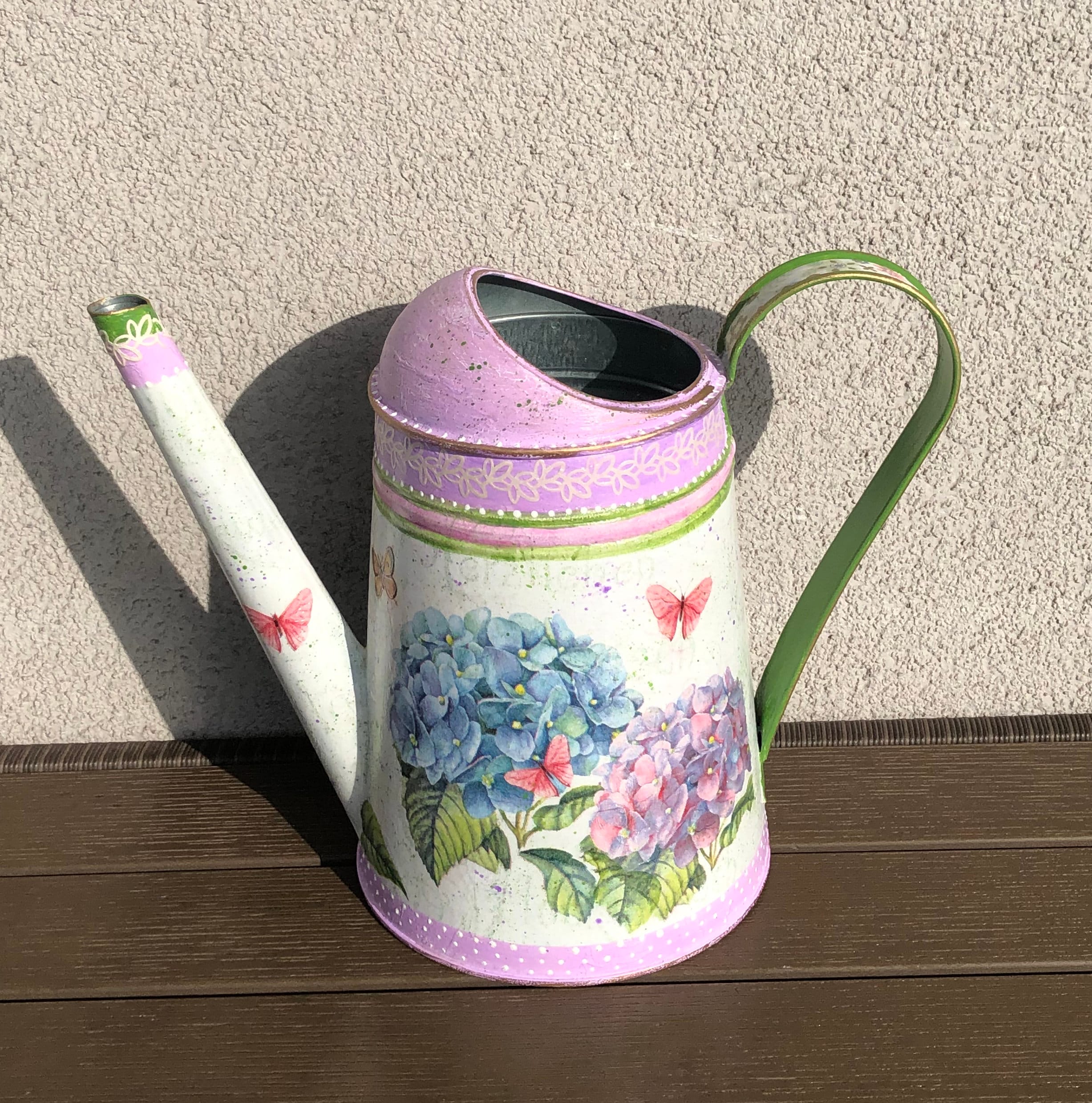 Hand Painted Watering Can, Metal Watering Can, Rustic Watering Can ...
