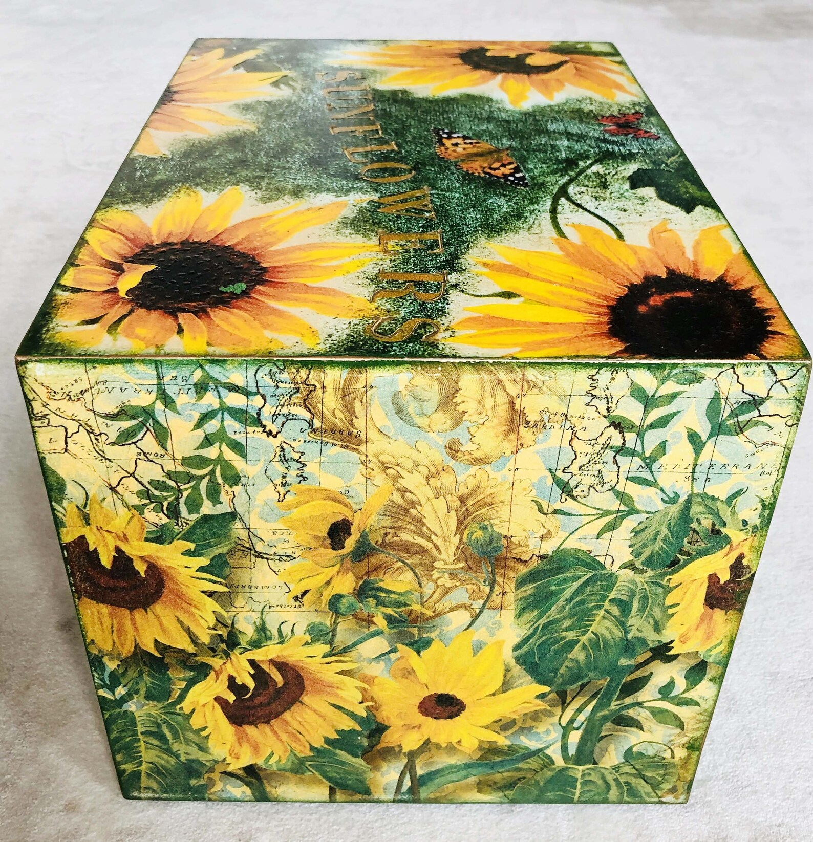 Large Wooden Jewelry Box Sunflowers Makeup Storage Chest - Etsy
