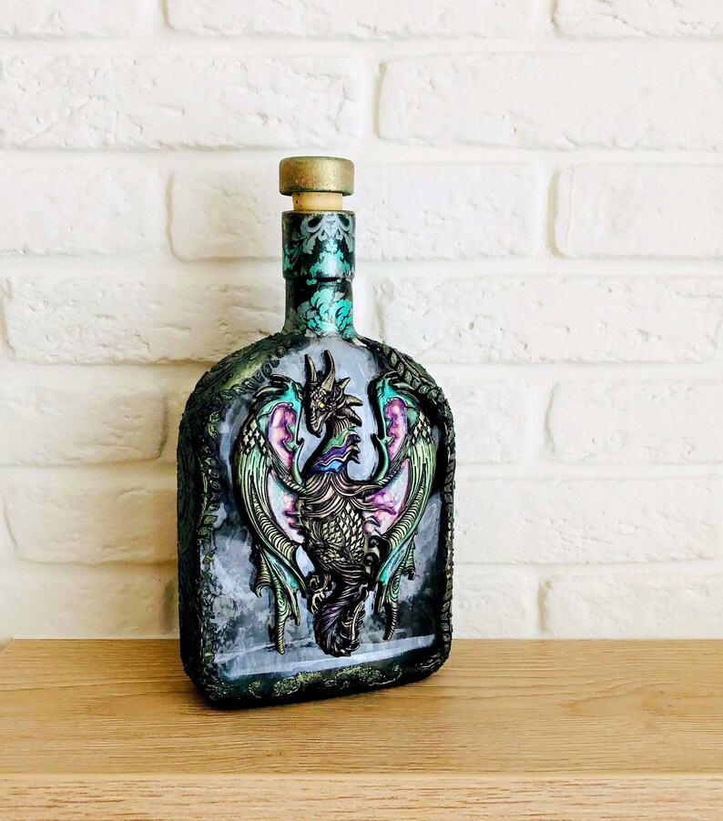 Glass Bottle Fire Breathing Decorative Bottle Hand Painted | Etsy