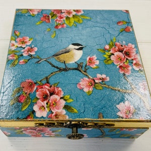 Blue Tea Box, Storage Box Chinoiserie Birds, Tea Bag Holder, Desk ...