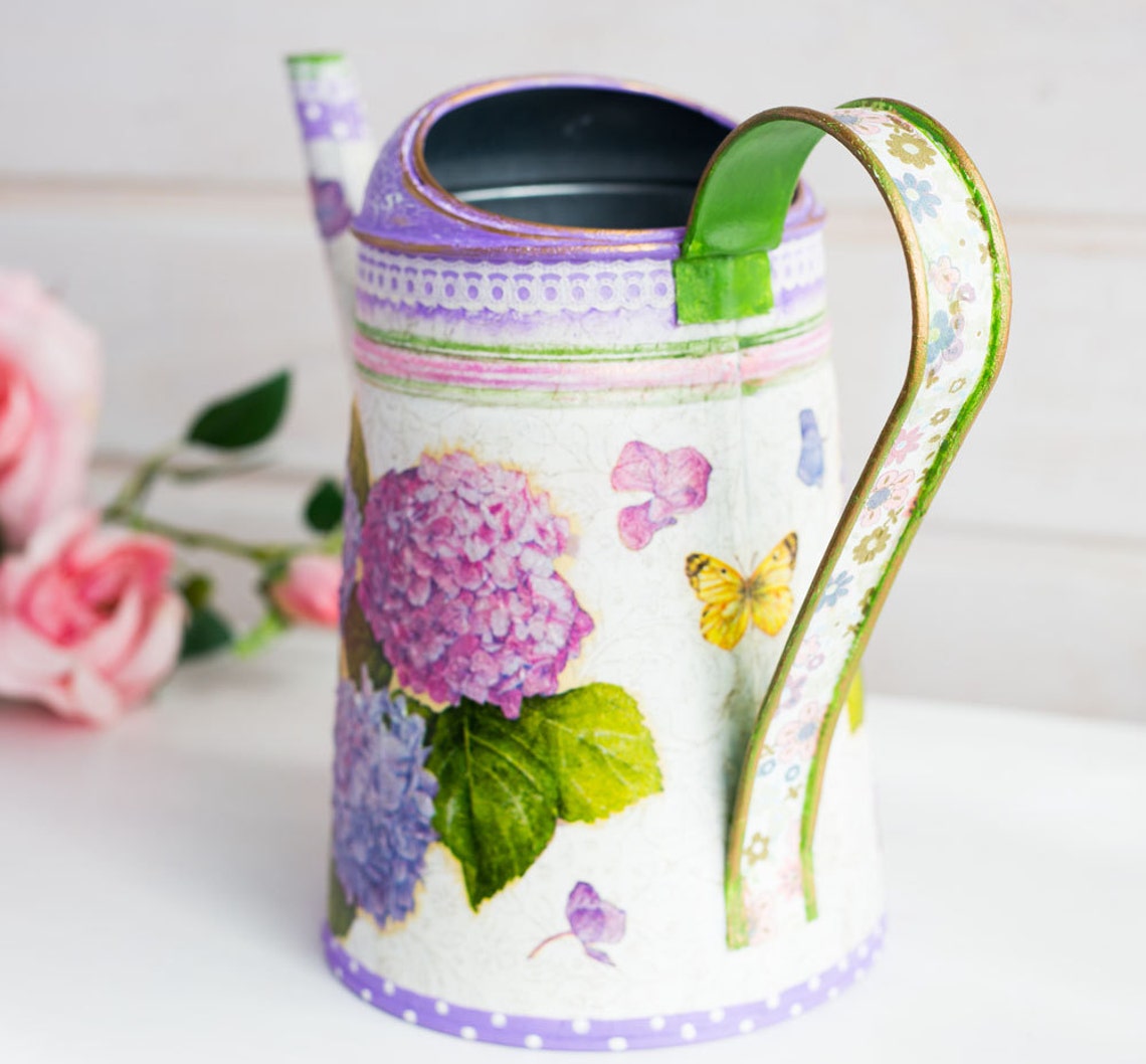 Metal Watering Can Hand Painted Watering Can Rustic Watering - Etsy