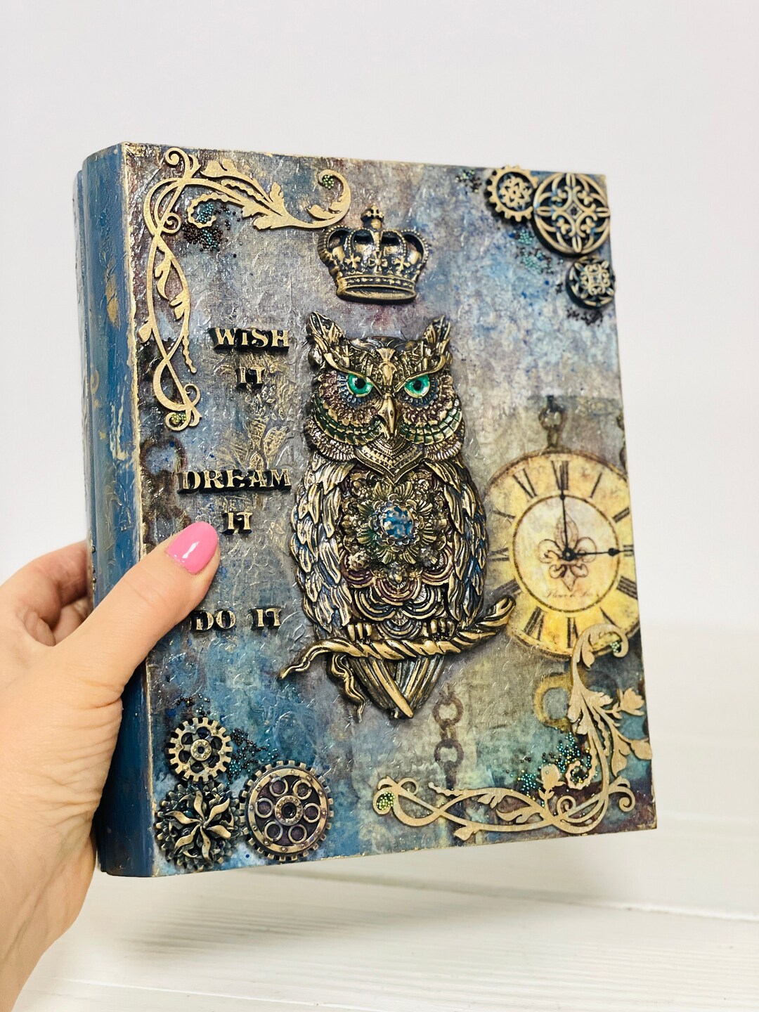 Steampunk Box, Blue Box Magiс Owl, Ready to Ship, Tarot Box Owl, Occult ...