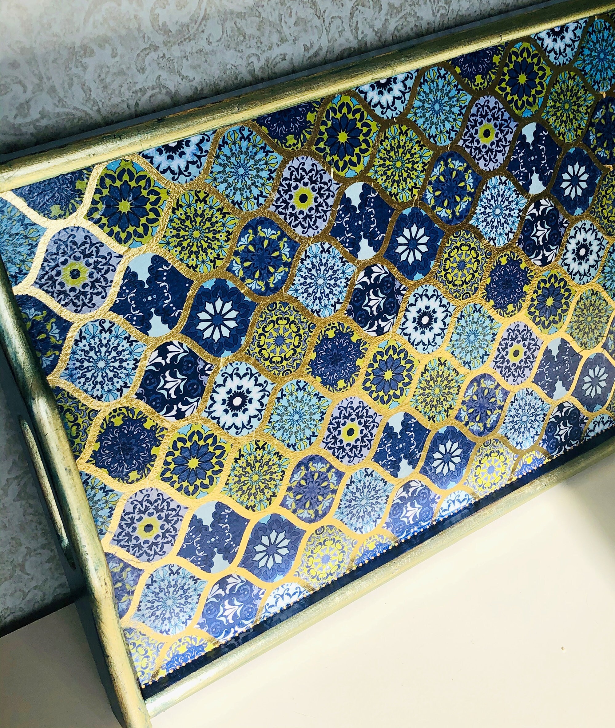 Blue Coffee Table Tray Folding Breakfast Table Breakfast | Etsy