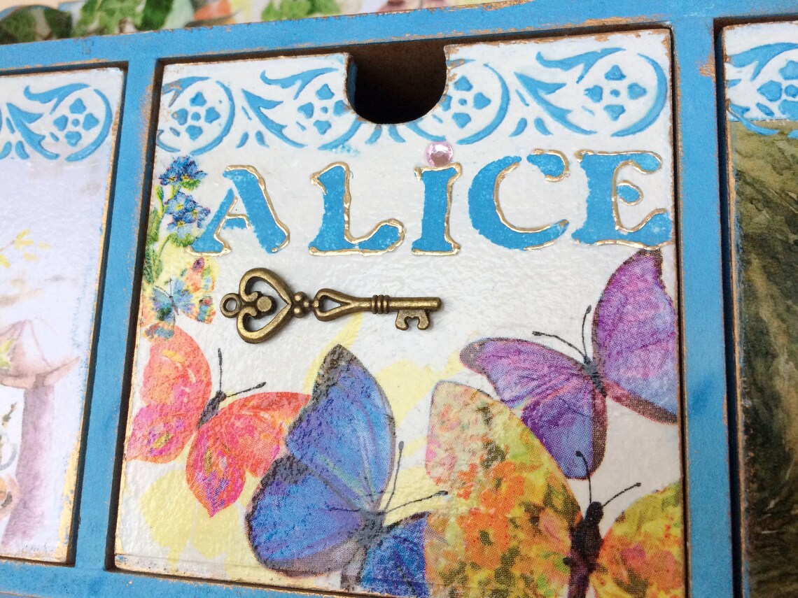 Jewelry Box Drawers Alice in Wonderland Wood Makeup - Etsy