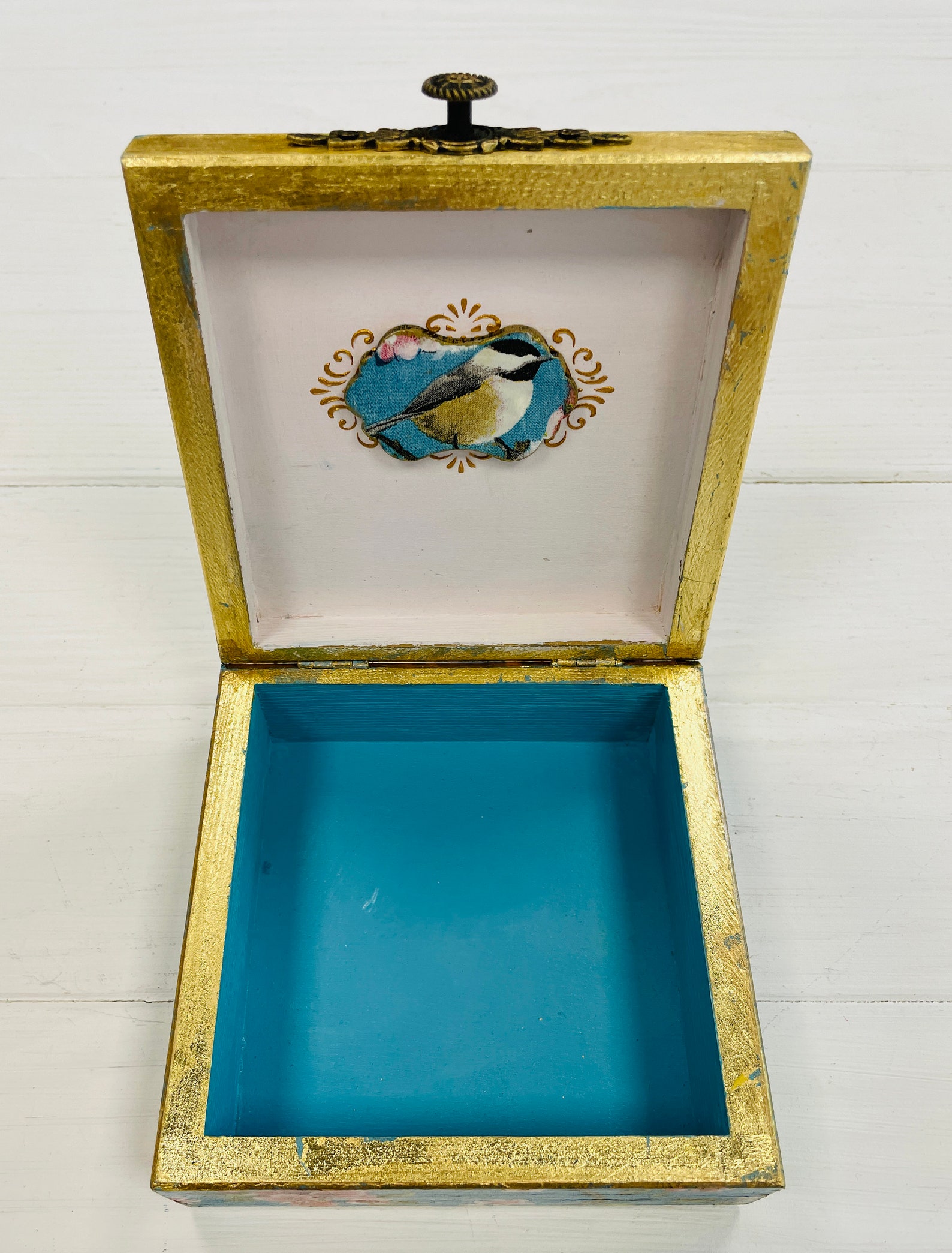 Blue Tea Box, Storage Box Chinoiserie Birds, Tea Bag Holder, Desk ...