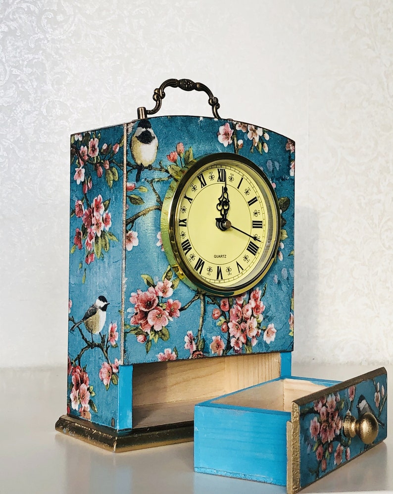 Blue Mantle Clock Carriage Clock Fireplace Clock | Etsy