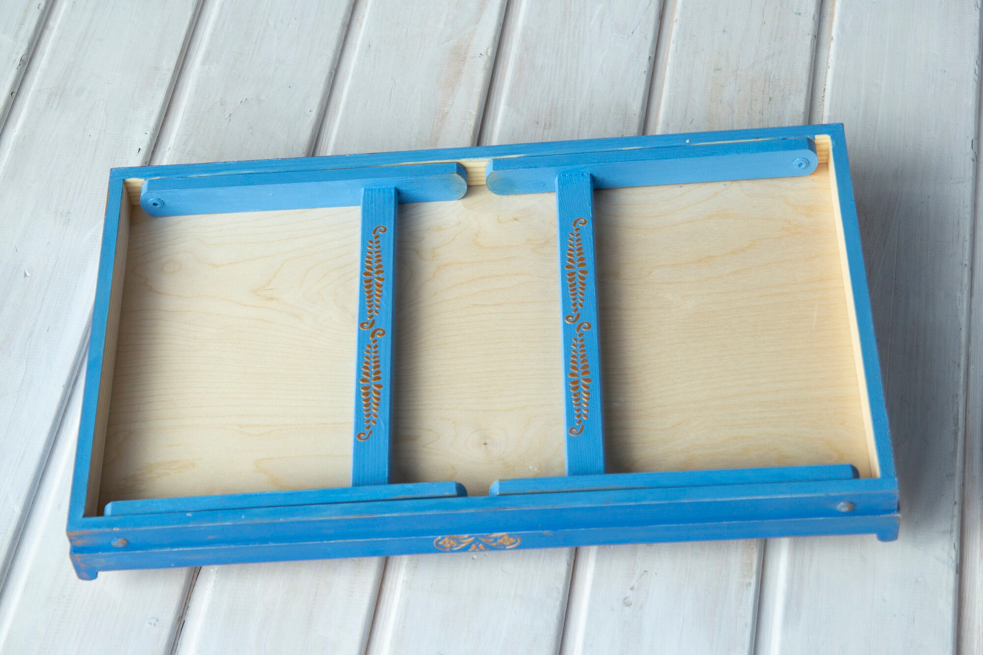 Folding breakfast table with Legs Serving table Blue decor | Etsy