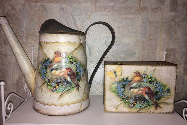 Metal Watering Can Hand Painted Watering Can Rustic Watering - Etsy