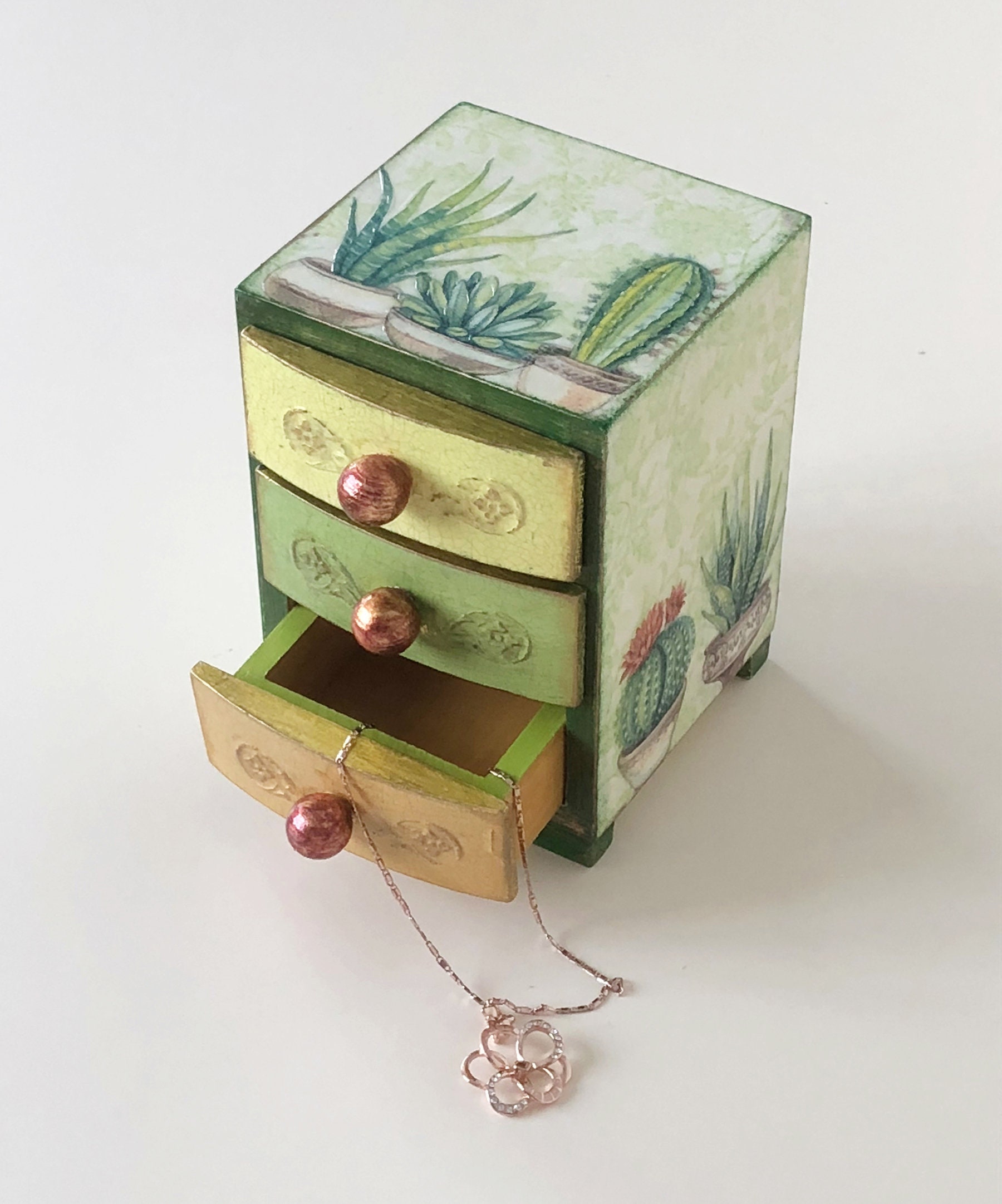 Trinket Box Сactus Mini Chest Drawers Small Jewelry Box | Etsy