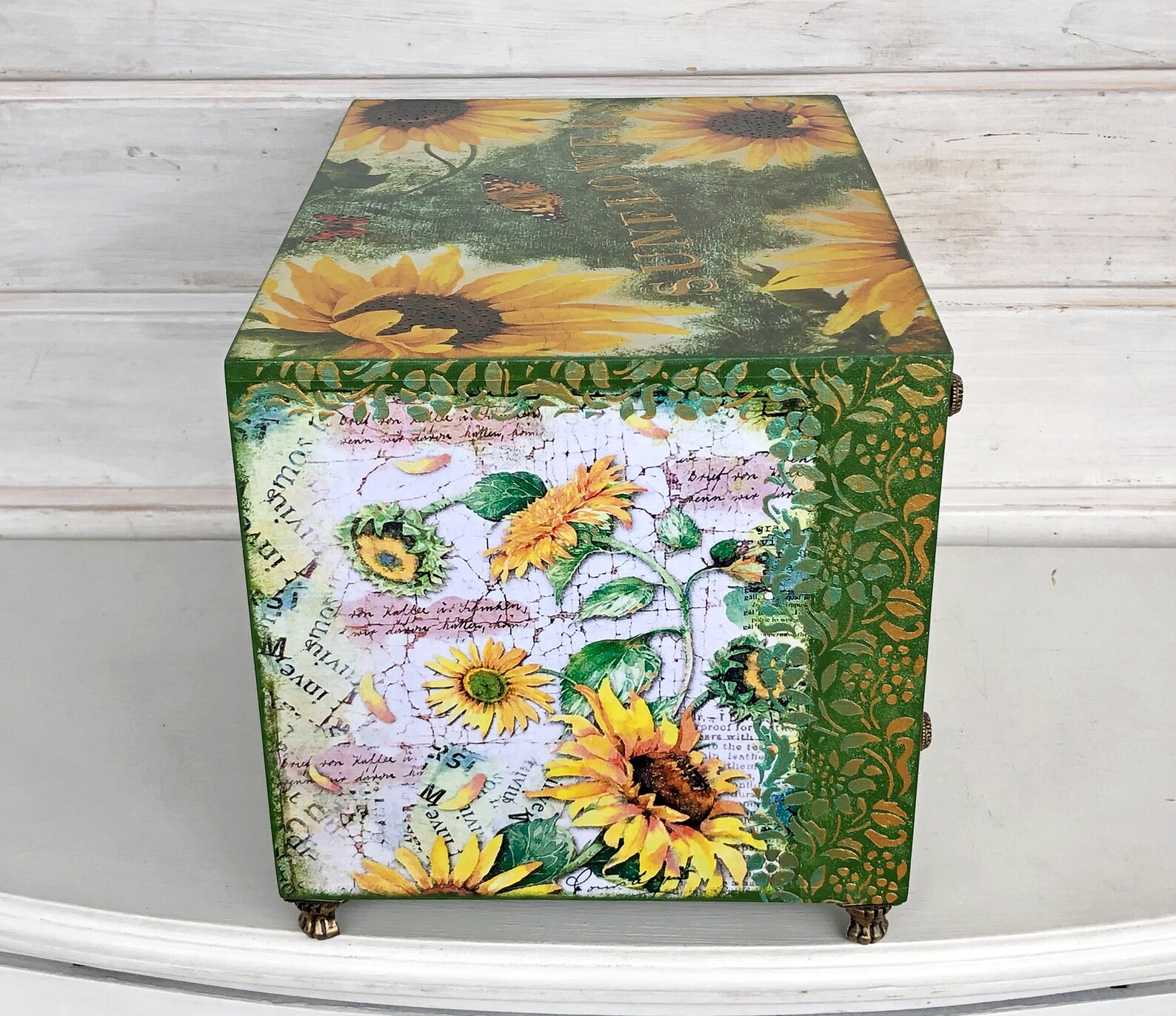 Large Wooden Jewelry Box Sunflowers Makeup Storage Chest | Etsy