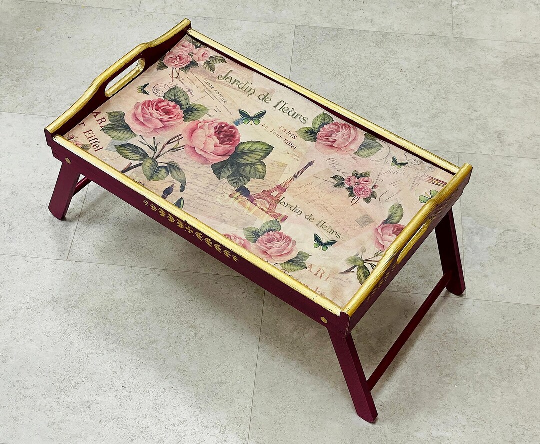 Paris Folding Table Tray With Legs, Serving Tray, Breakfast in Bed ...