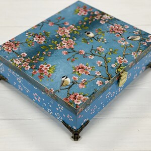 Large Blue Box, Tea Box Chinoiserie Birds, 12-compartment Tea Box ...