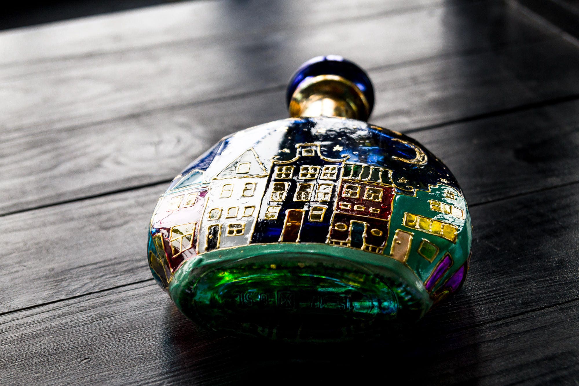 Stained Glass Bottle Amsterdam Decorative Bottle Recycled - Etsy