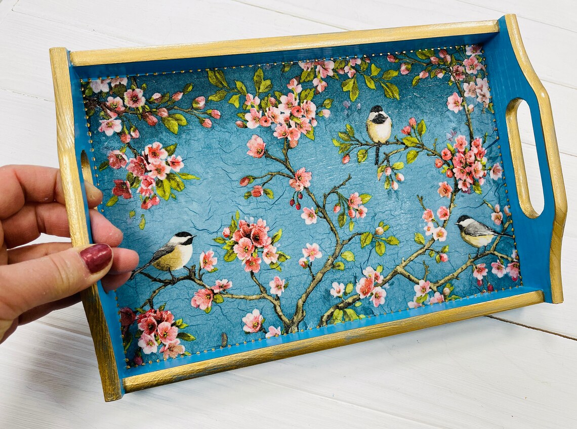Tray Chinoiserie Birds 20*30cm, Breakfast in Bed Tray, Desk ...
