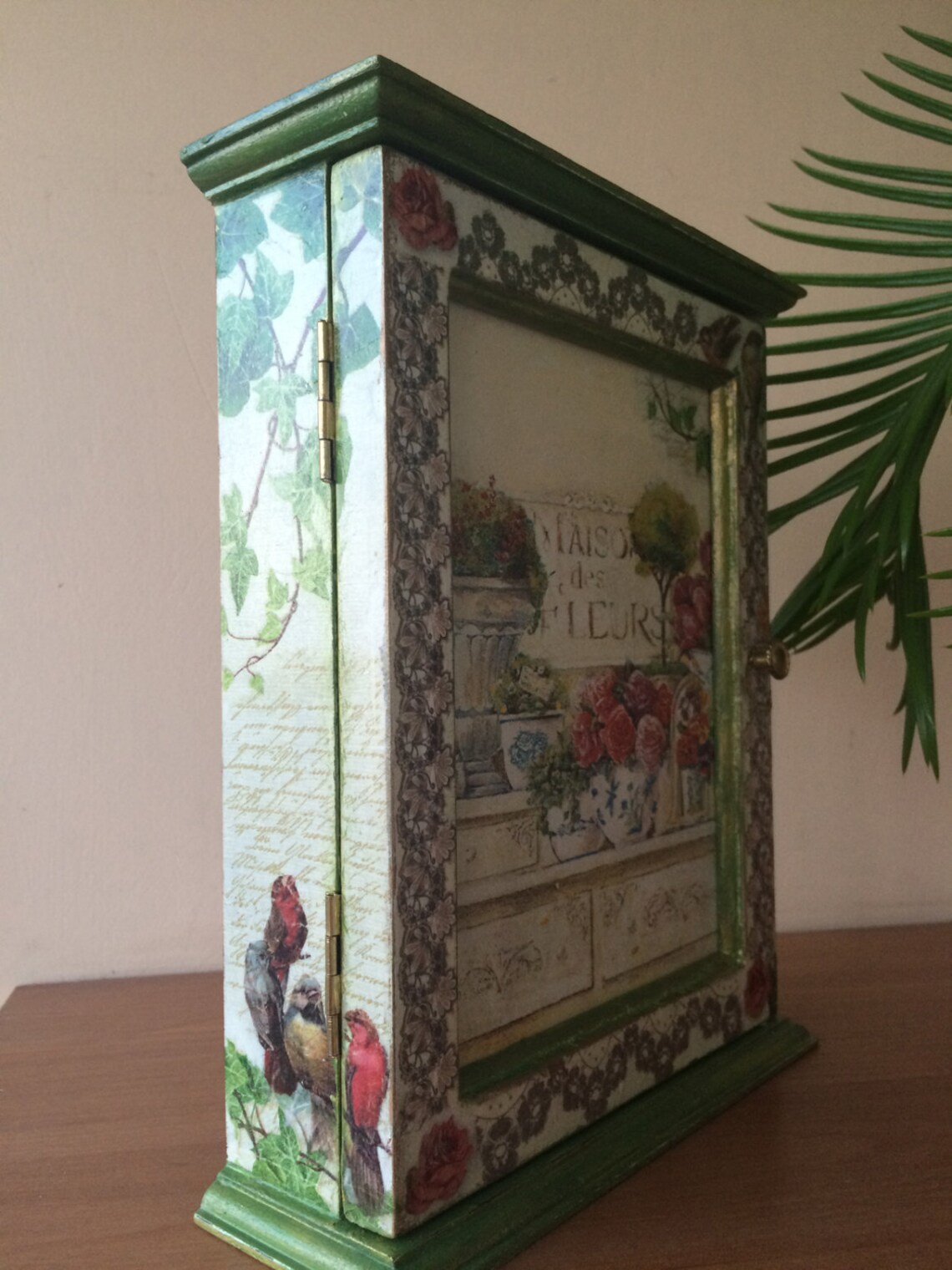 Wooden Key Organizer Rustic Wall Cabinet Green Key Boxkey - Etsy