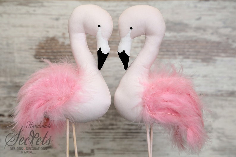 Set of 2 Pink Flamingos, Handmade Flamingos, Room Decor, Home ...