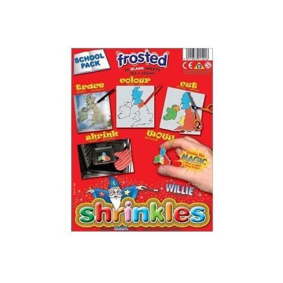 Pack of 50 Sheets Frosted Shrinkles 13cm X 10cm Children School Shrink ...
