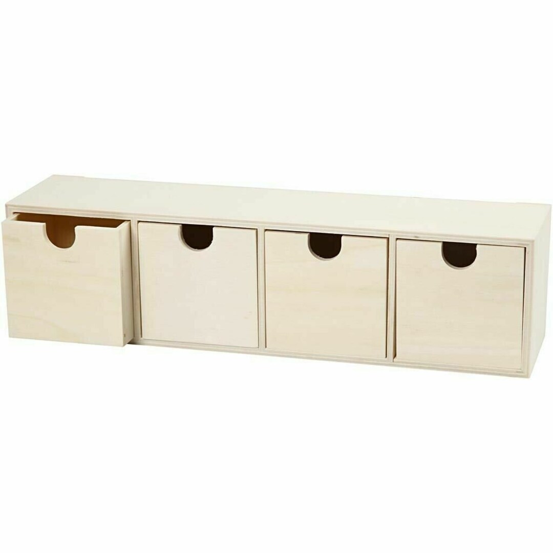 Wooden Mini Chest of FOUR Drawers to Decorate 9x35cm Christmas Storage ...