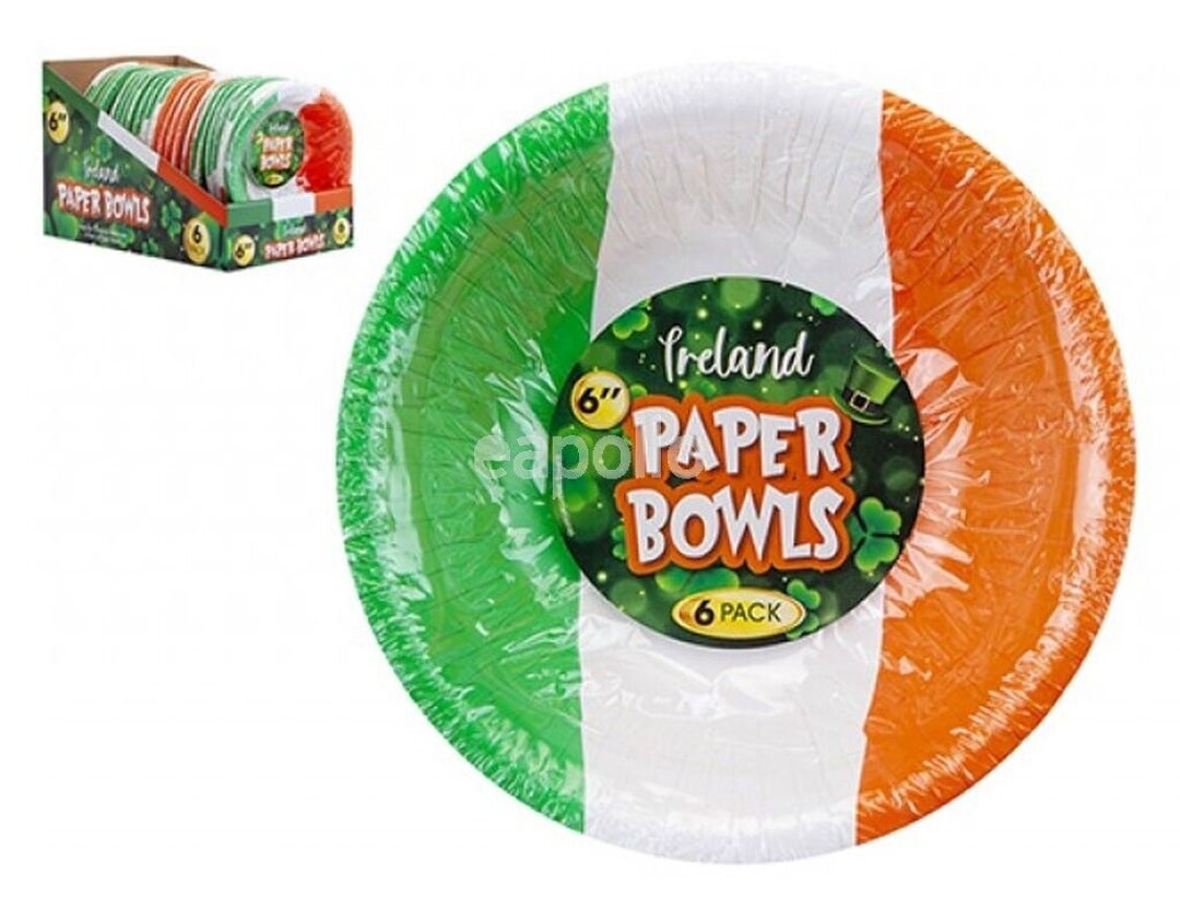 6 X Ireland Flag Paper Bowls 15cm St Patrick's Day Party Tableware ...