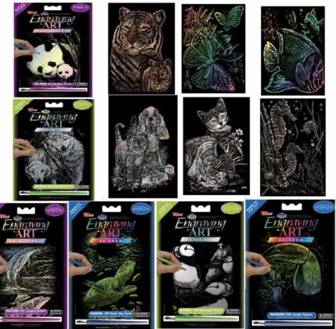 Engraving Art Scraper Foil Kits & Tool Pick From 12 Mini A5 | Etsy UK