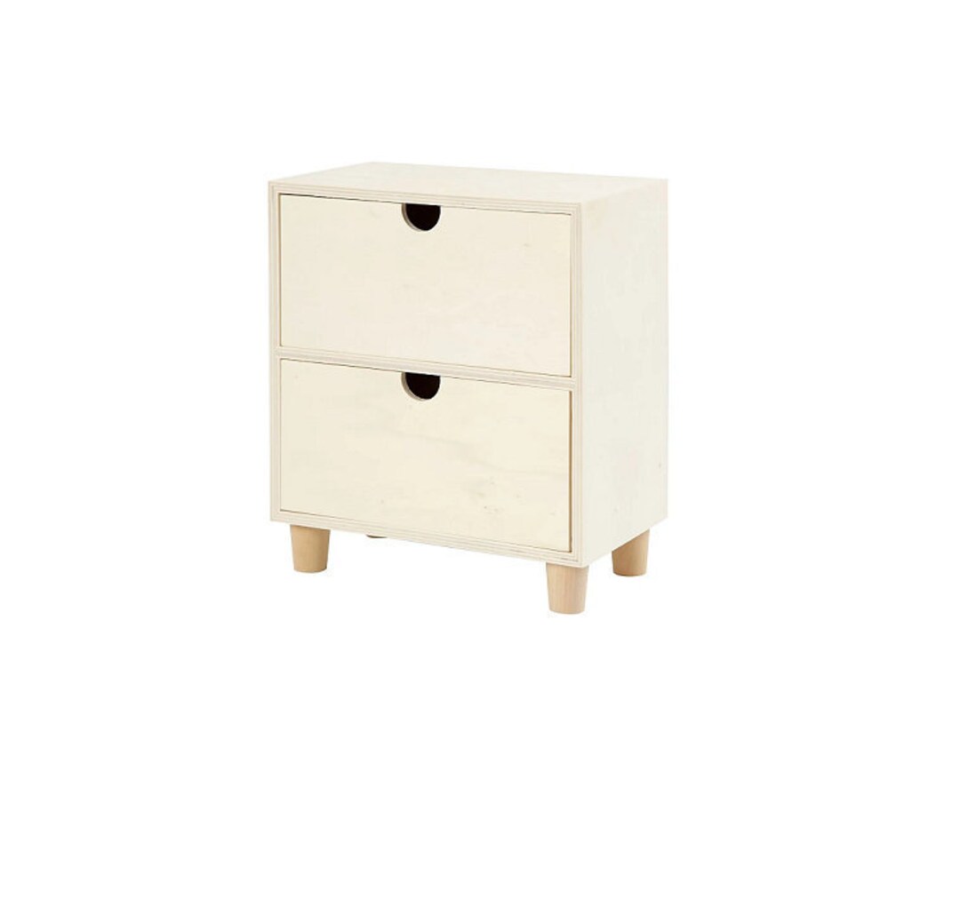 Wooden Chest of 2 Drawers Unit With Legs Storage Box Paint Decorate ...