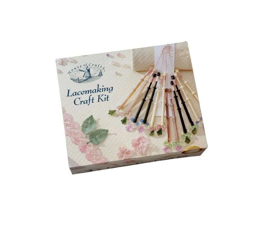 Lacemaking Craft Kit Gift Set Includes Bobbins Wire Pillow Beads Fabric ...