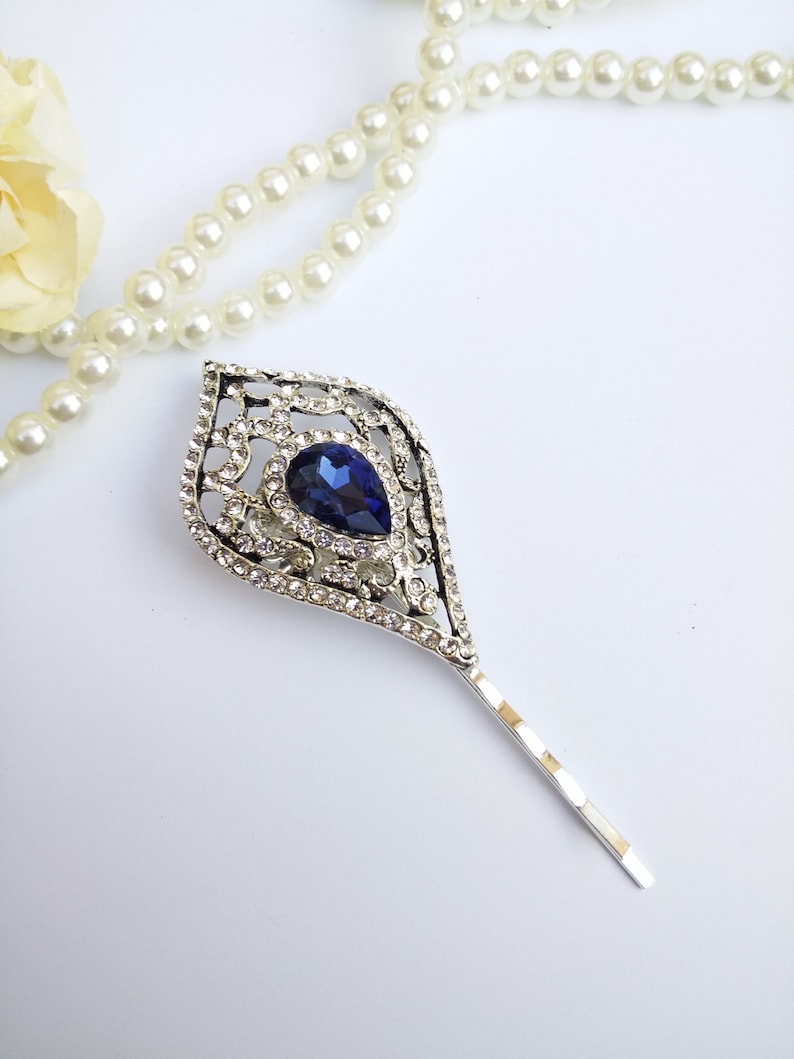 Sapphire Blue Vintage Hair Pin Jewel Hair Pin Blue Wedding - Etsy
