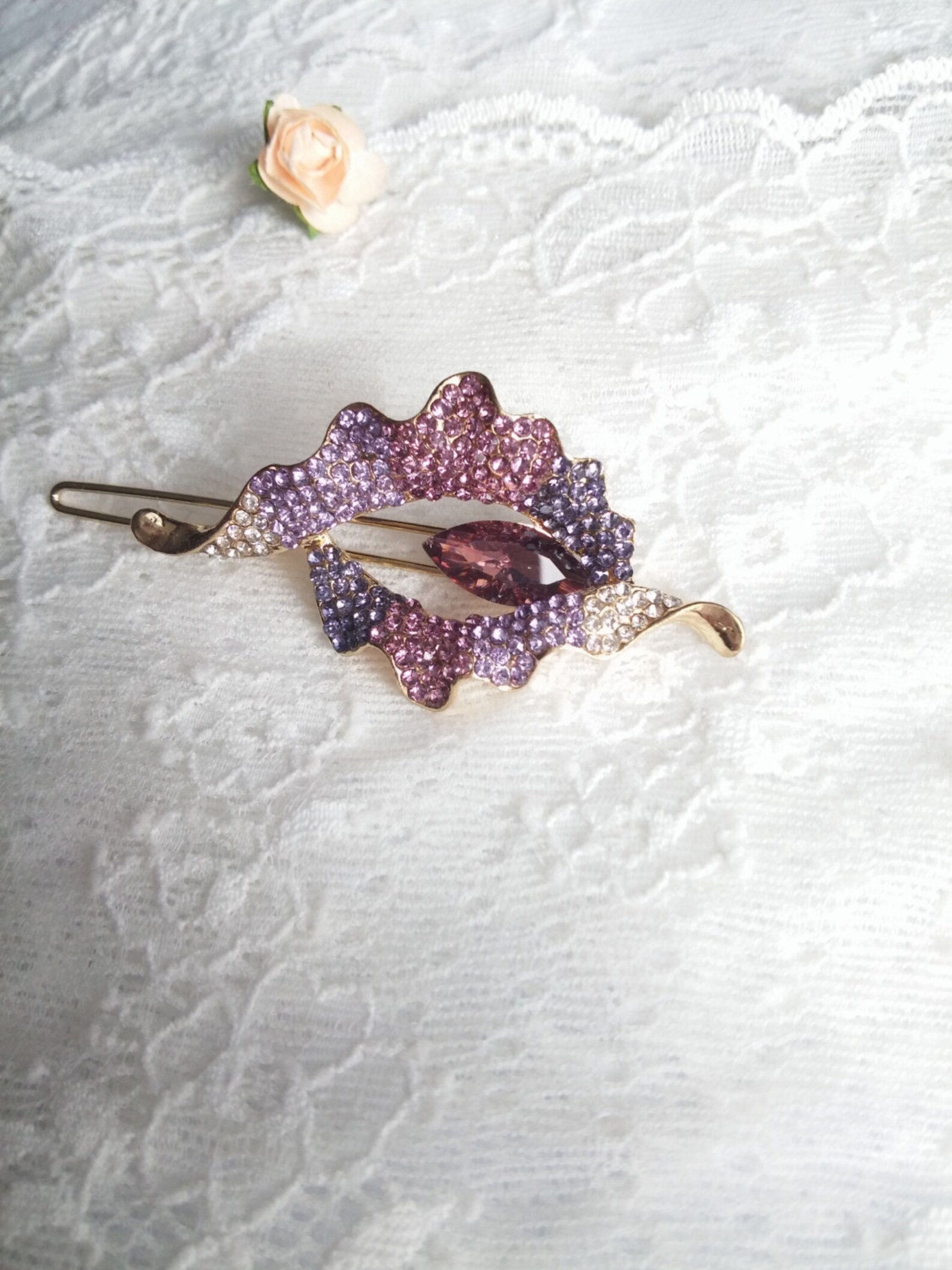 Golden Amethyst Hair Pin 20's Hair Pin Purple Hair Pin - Etsy