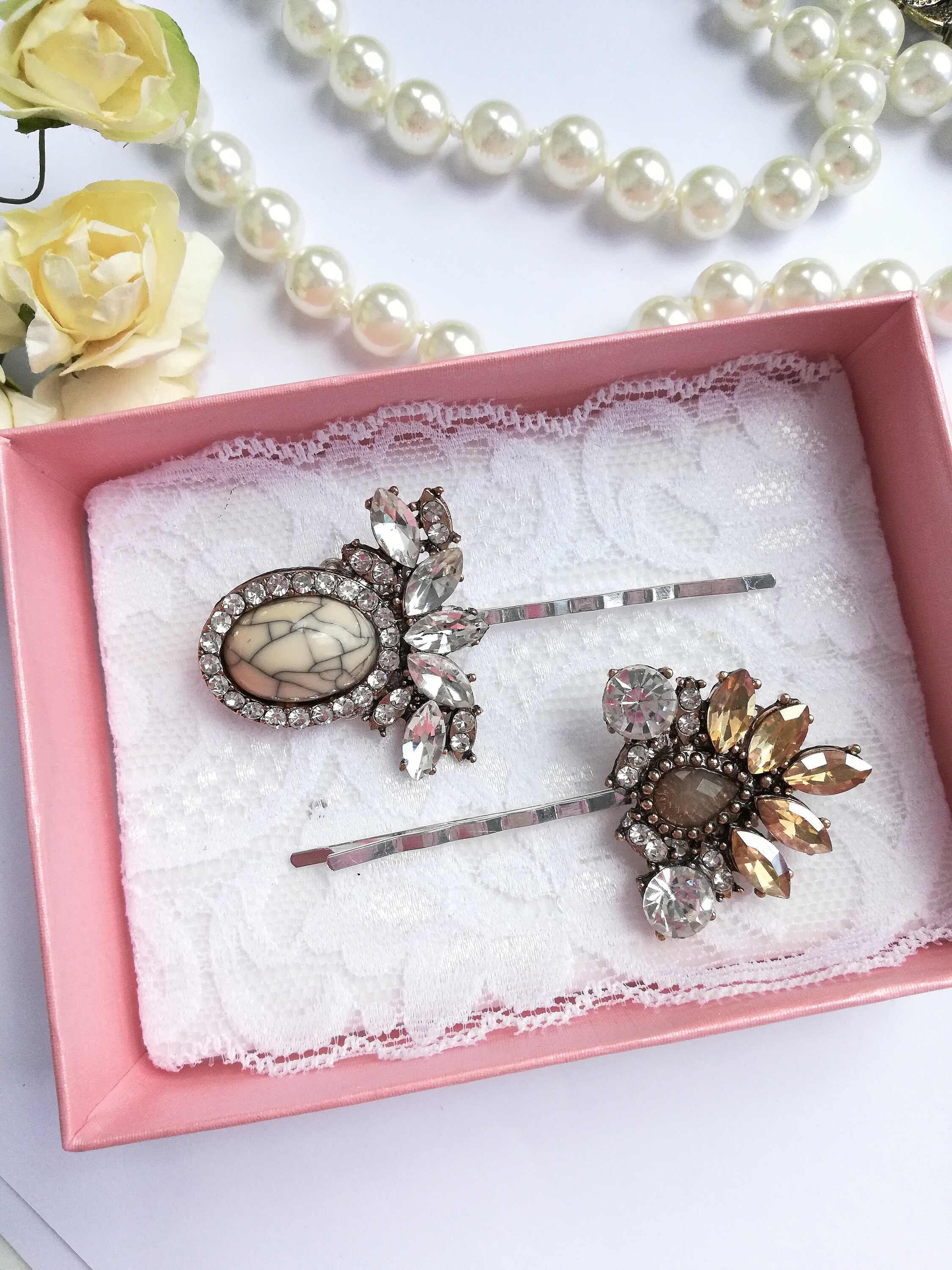 Champagne Hair Pins Jewel Hair Pins Champagne Wedding Hair - Etsy