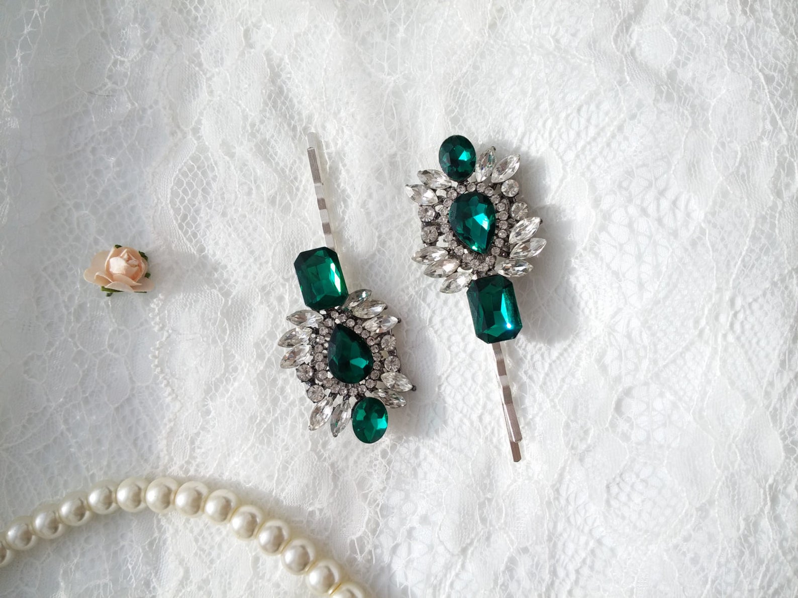 Emerald Green Hair Pin Jewel Hair Pin Emerald Wedding Hair | Etsy