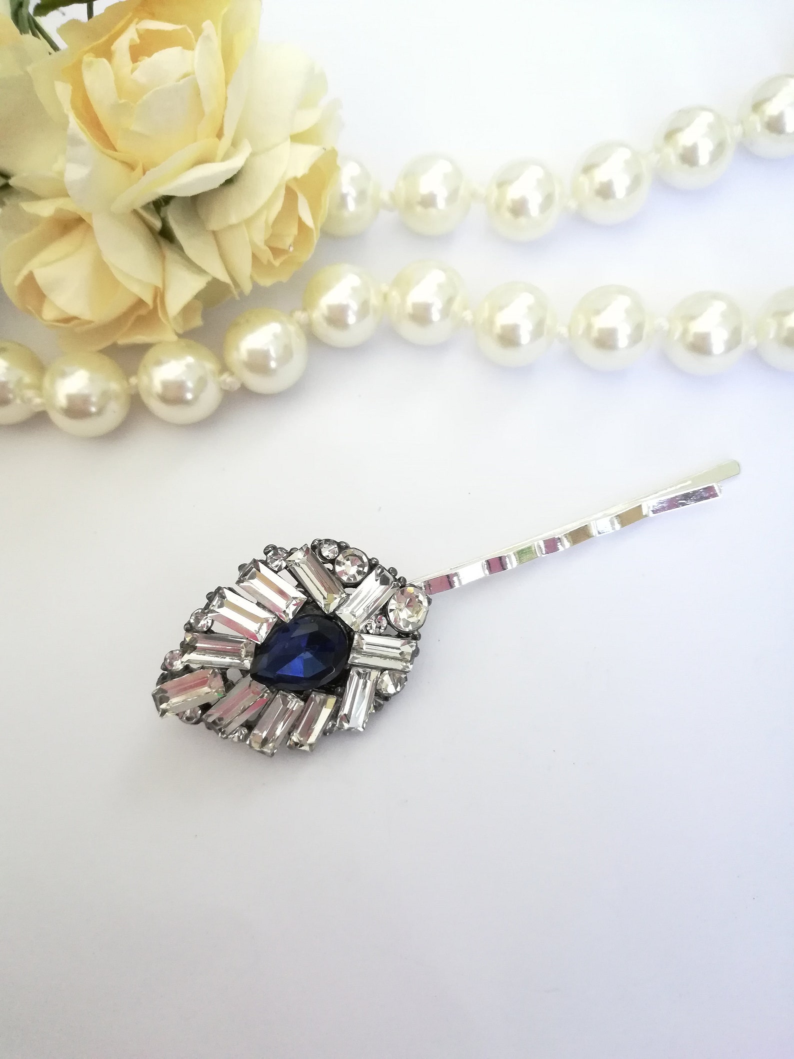 Crystal Blue Hair Pin Jewel Hair Pin Blue Wedding Hair - Etsy
