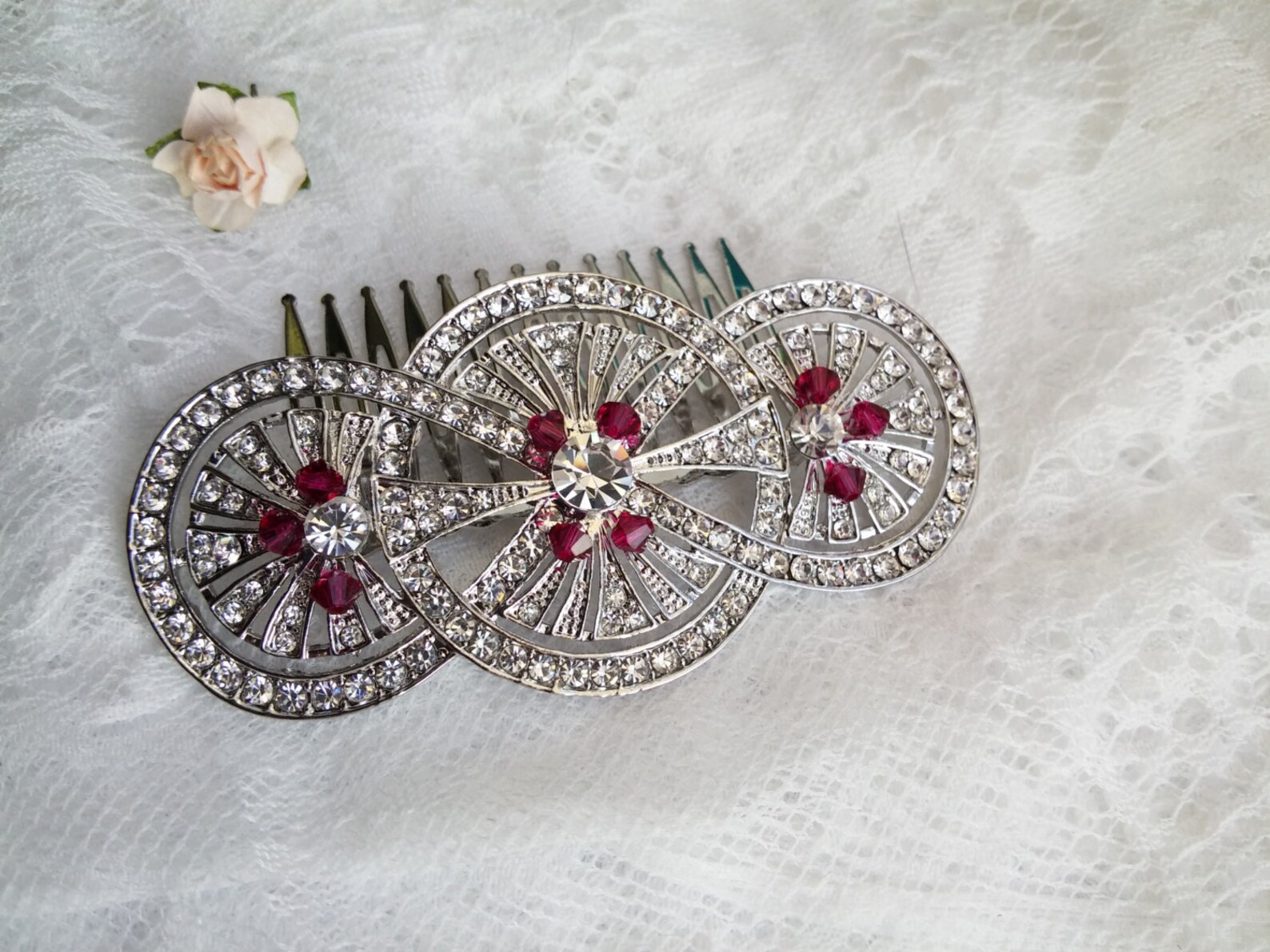 Big Ruby Red Crystal Hair Comb Sparkly Crystals Edwardian - Etsy