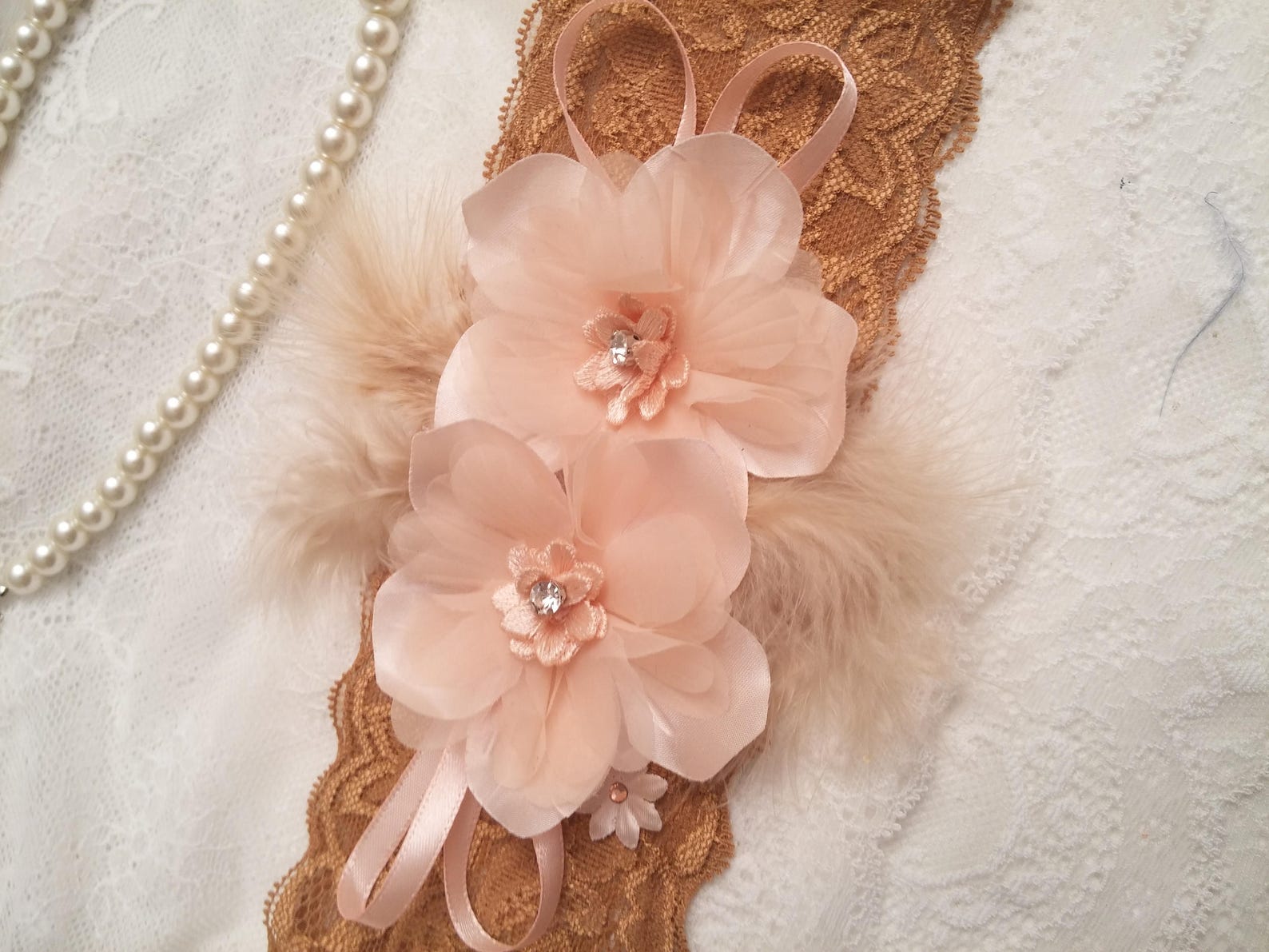 Coffee Wedding Garter Brown Blush Lace Garter Mocha Bridal - Etsy