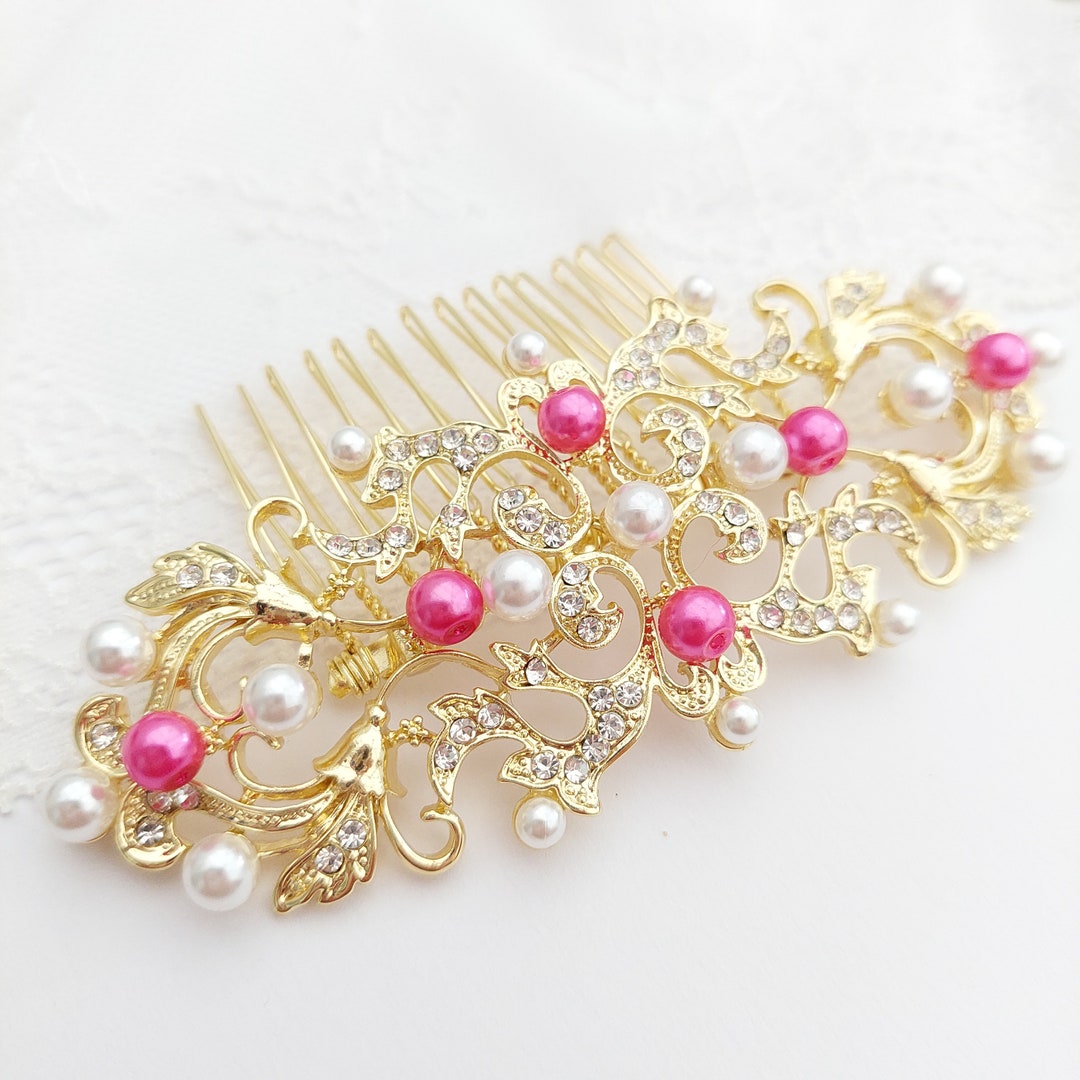Barbie Pink Moira - Gold Art Deco Hair Comb With Pearls. Recommended by ...