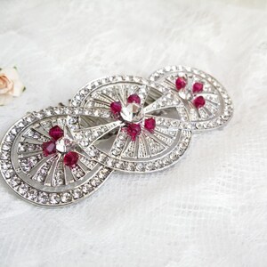 Big Ruby Red Crystal Hair Comb, Sparkly Crystals Edwardian Silver Hair ...