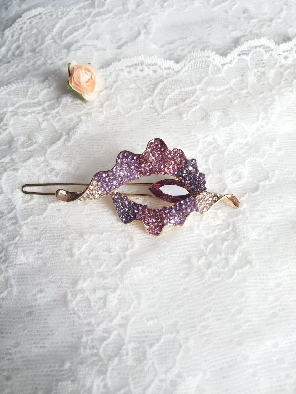 Golden Amethyst Hair Pin 20's Hair Pin Purple Hair Pin - Etsy