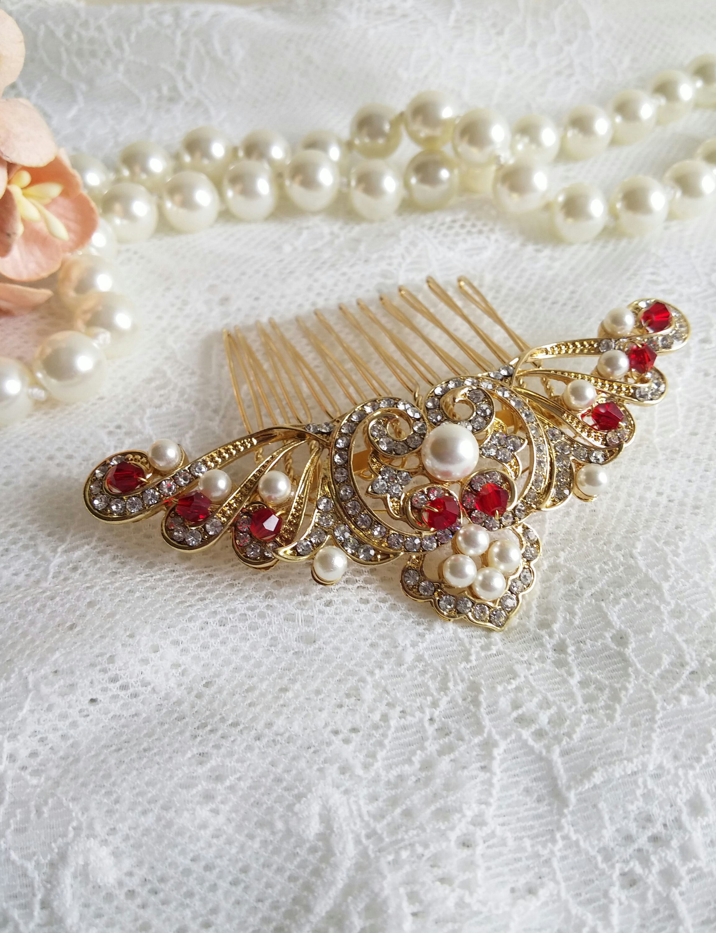 Golden Hair Comb, Gold Bridal Hairpiece, Great Gatsby Hair Comb ...