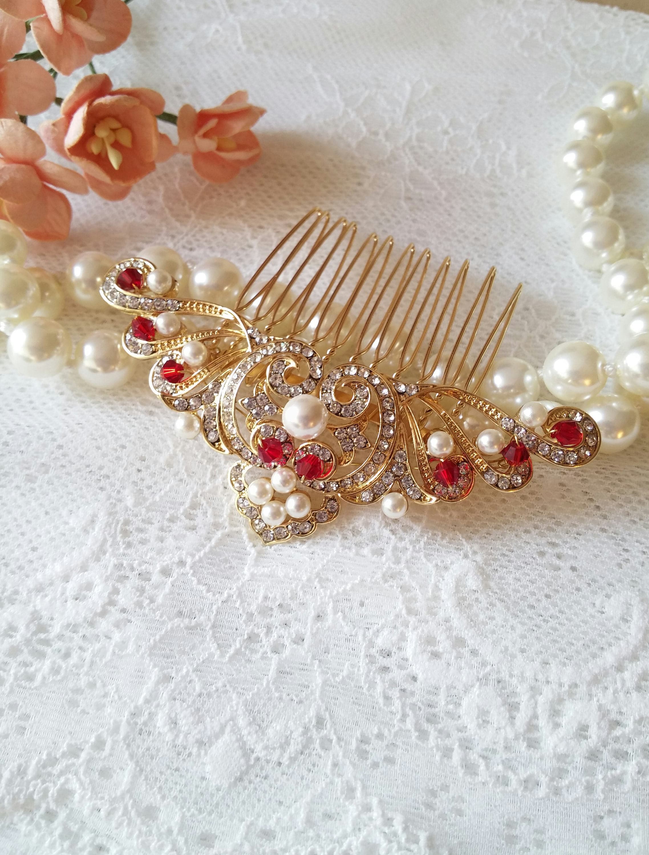 Golden Hair Comb, Gold Bridal Hairpiece, Great Gatsby Hair Comb ...