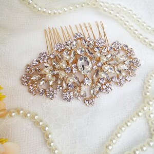 Sparkly Crystal Hair Comb With Pearls, Rose Gold Crystal Wedding Hair ...