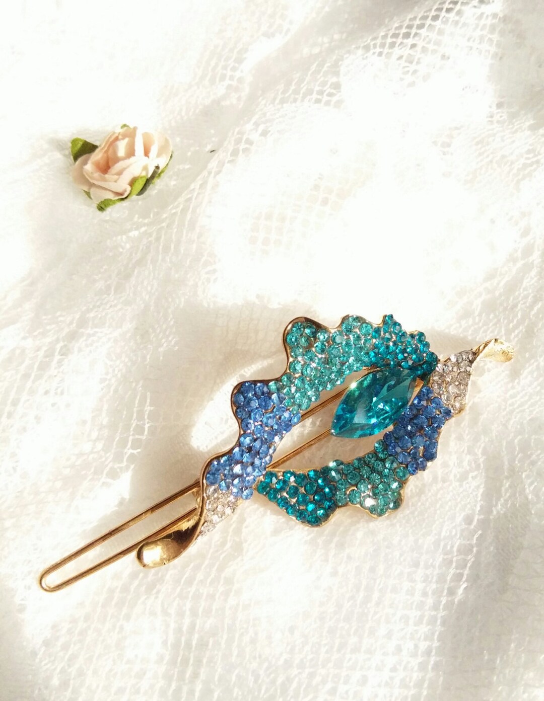 Alfiler de pelo azul turquesa, novia de mar, algo azul, alfiler de pelo ...