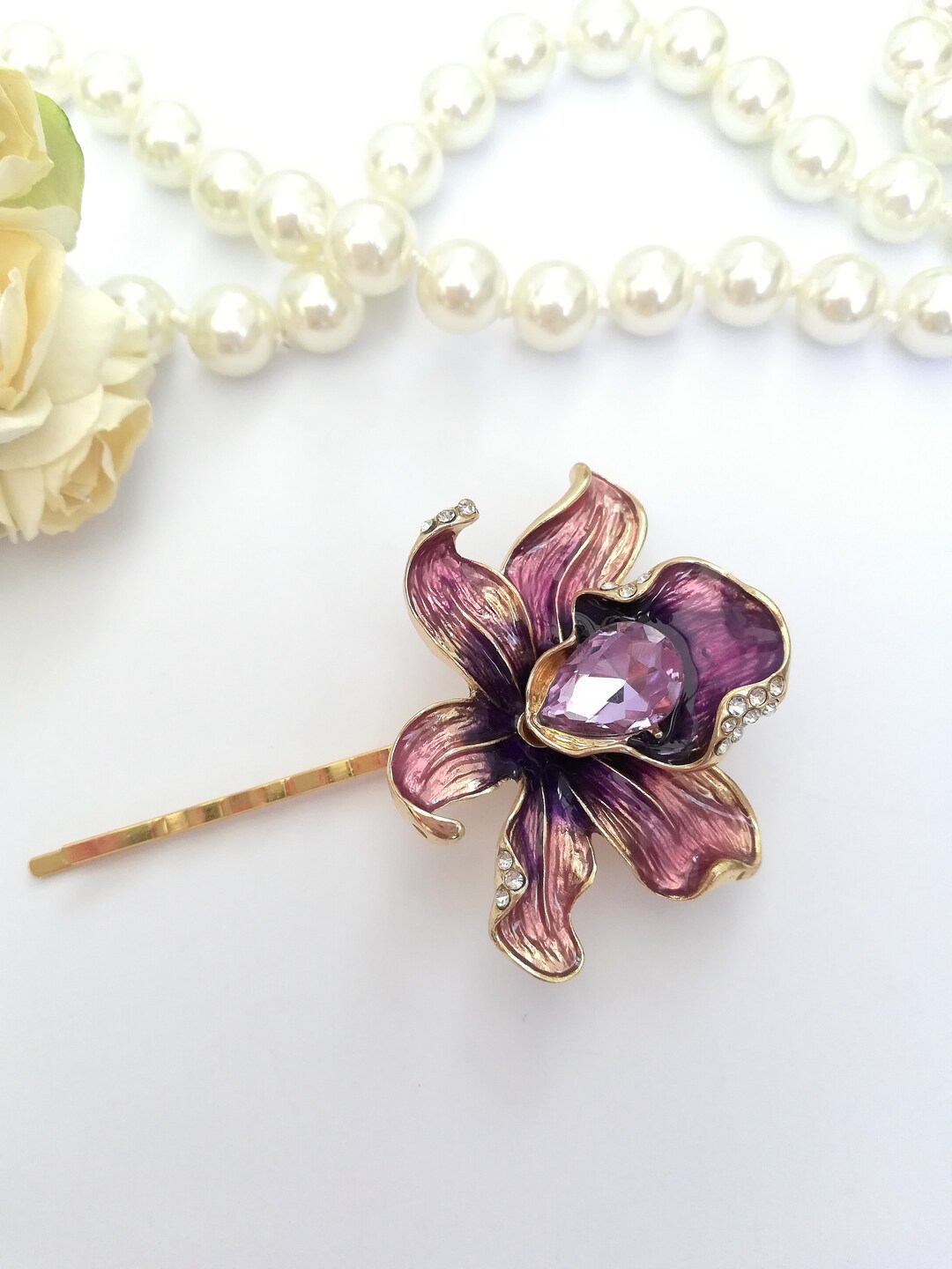 Enchanting Purple Violet Orchid Flower Hair Pin - Unusual Floral ...