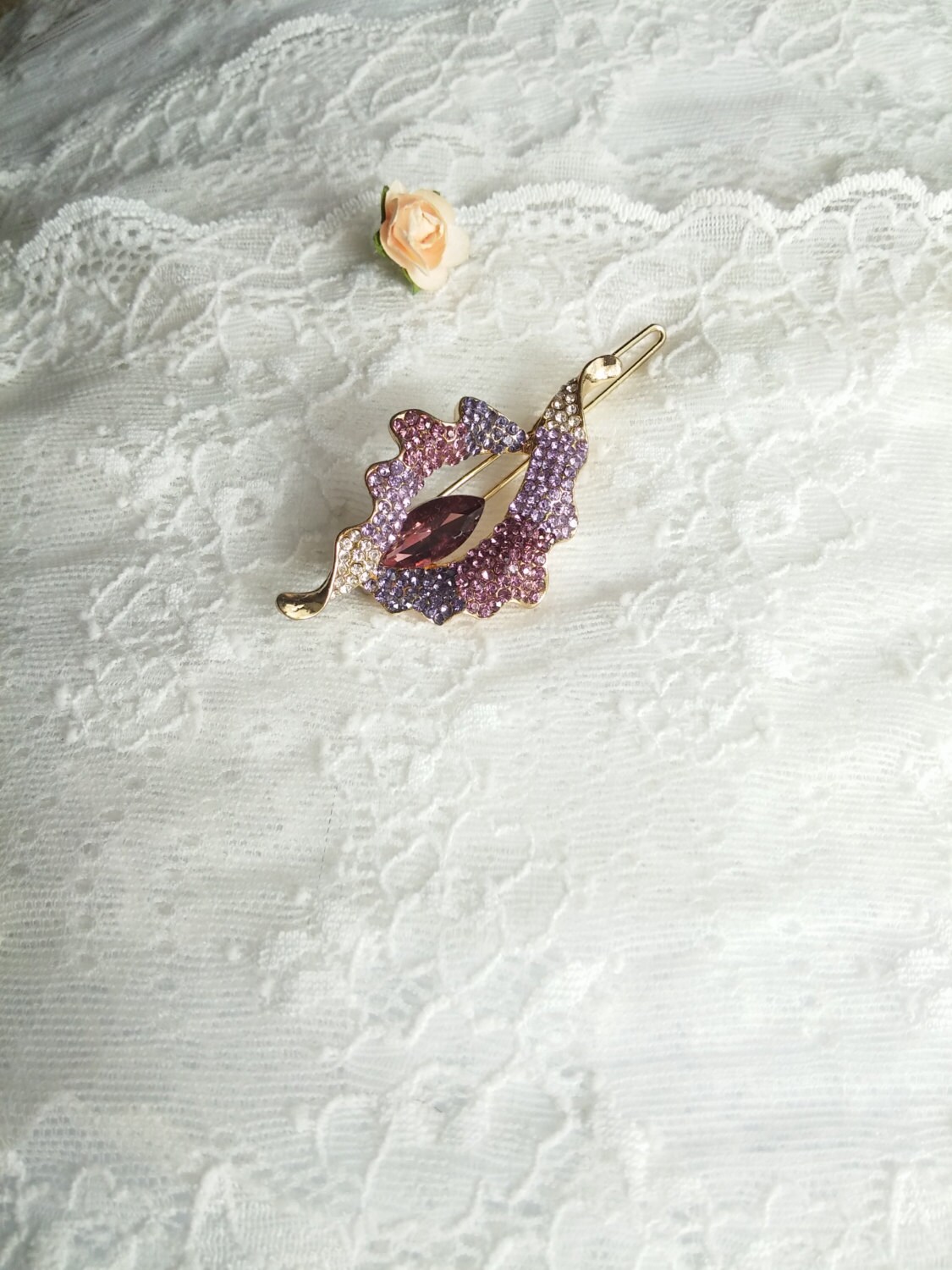 Golden Amethyst Hair Pin 20's Hair Pin Purple Hair Pin - Etsy