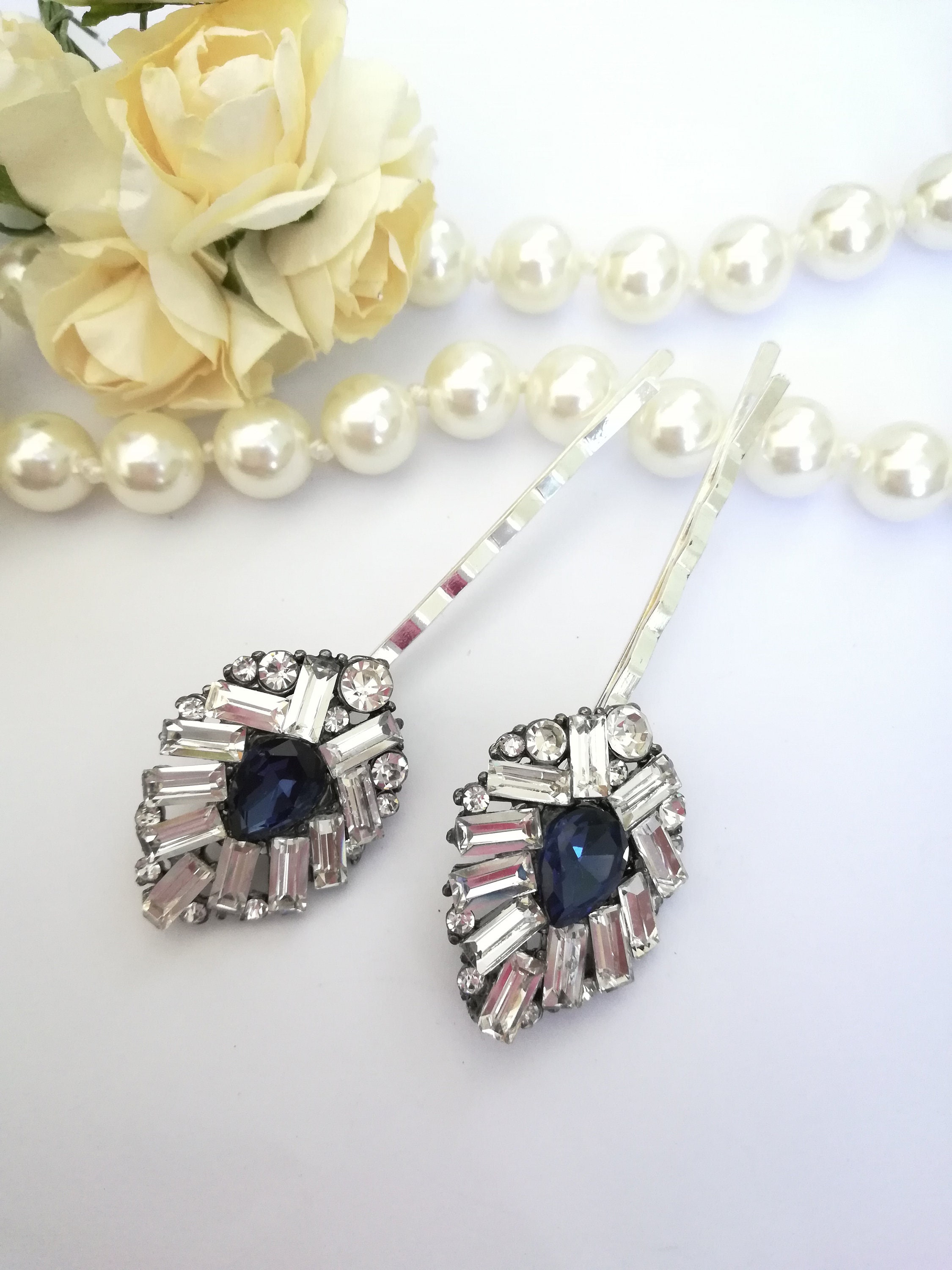 Crystal Blue Hair Pin Jewel Hair Pin Blue Wedding Hair - Etsy