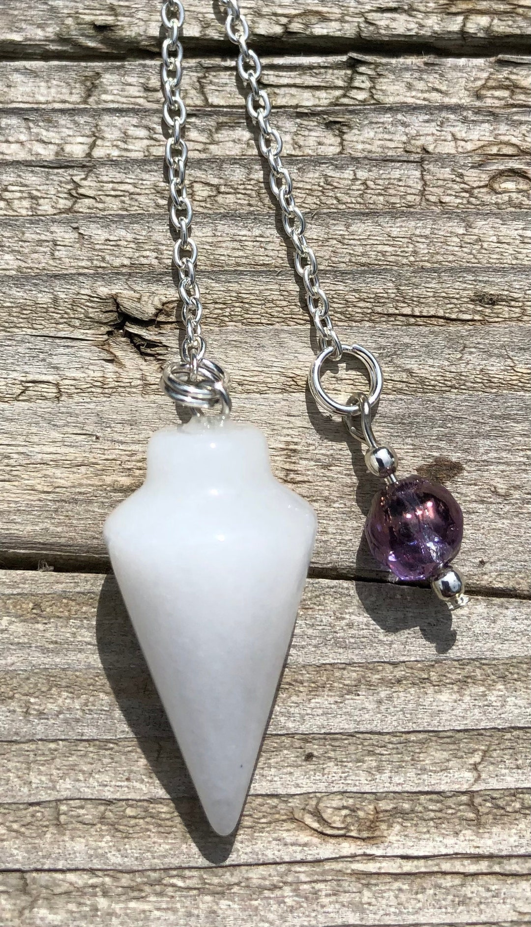 Quartz Pendulum With Purple Glass Bead 12 - Etsy