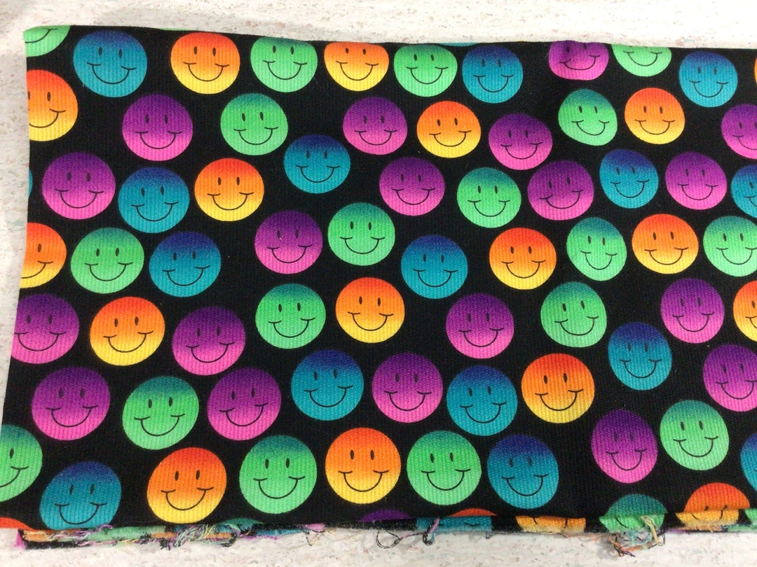1 Yard Piece Vintage Multi Color Smiley Face Fabric - Etsy